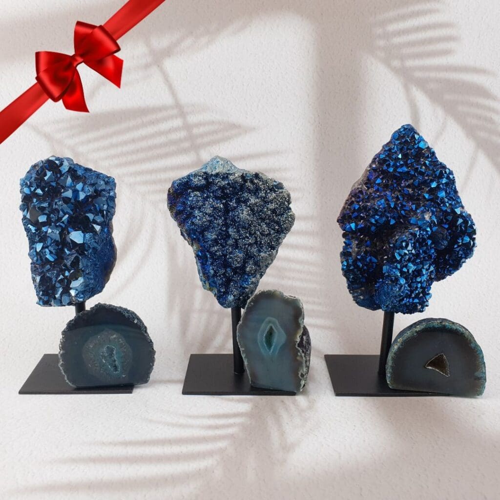 Titanijum Aura Kvarc Plavi Poklon Ahat Geoda - Kristali - Minerali ...