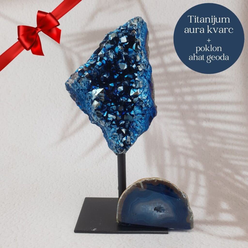 Titanijum Aura Kvarc Plavi Poklon Ahat Geoda - Kristali - Minerali ...